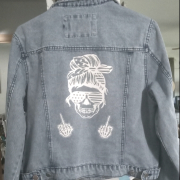 Stoosh | Jackets & Coats | Skull Woman Jean Jacket | Poshmark